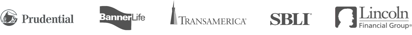 Logos for insurance carriers: Prudential, BannerLife, Transamerica ...